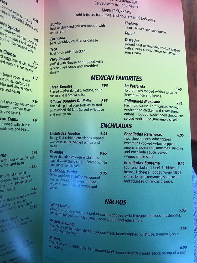 Menu at El Preferido Mexican Restaurant, Clover