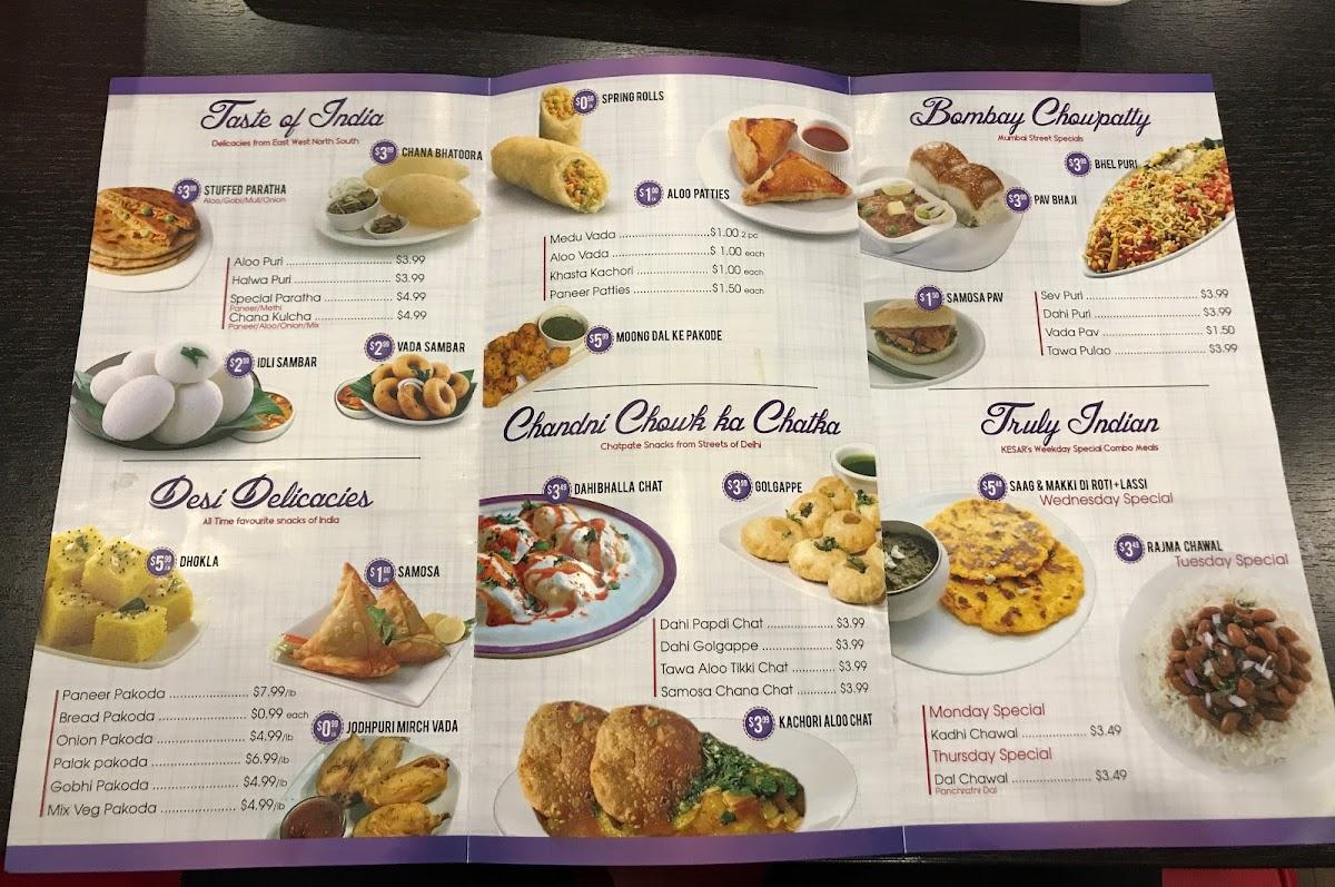 Menu at Kesar Sweets & Restaurant, Brampton