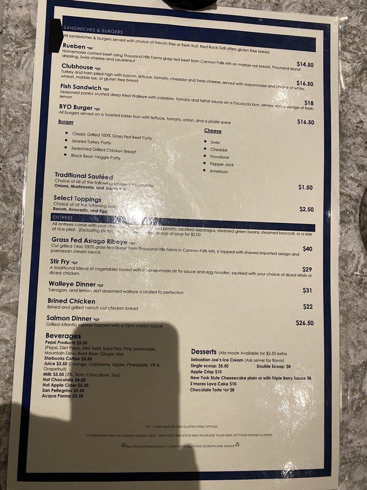 Menu at Red Rock Bar and Grill, Woodbury, 676 Bielenberg Dr