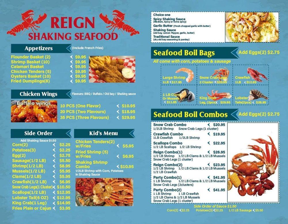 Menu at Reign Restaurant and Bar, Salisbury