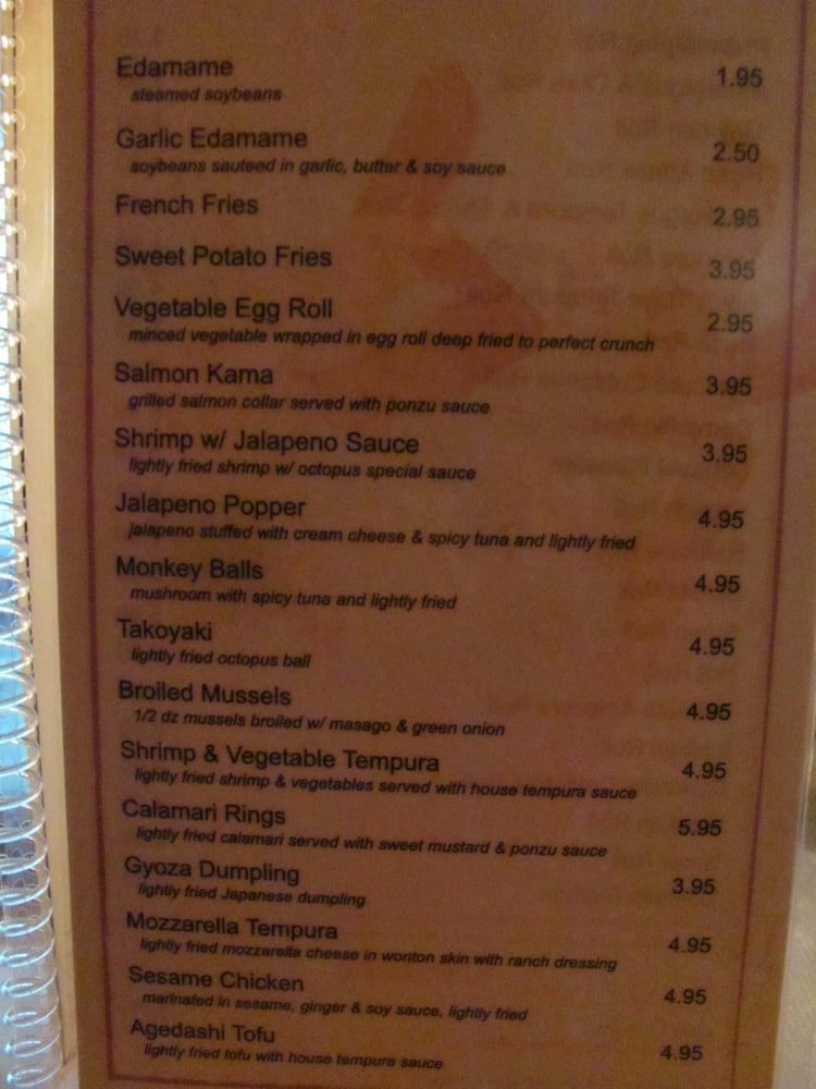 Menu at Sumo Japanese Restaurant, Ventura, S Victoria Ave
