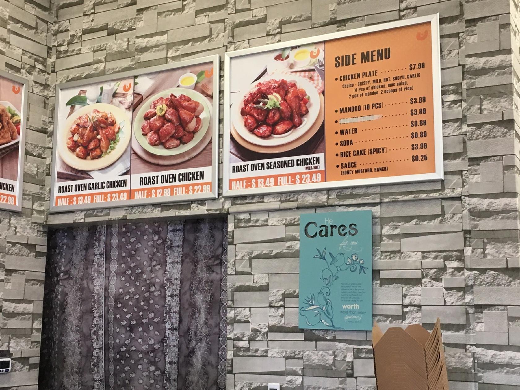Menu at Vons Chicken restaurant, Honolulu, Pensacola St