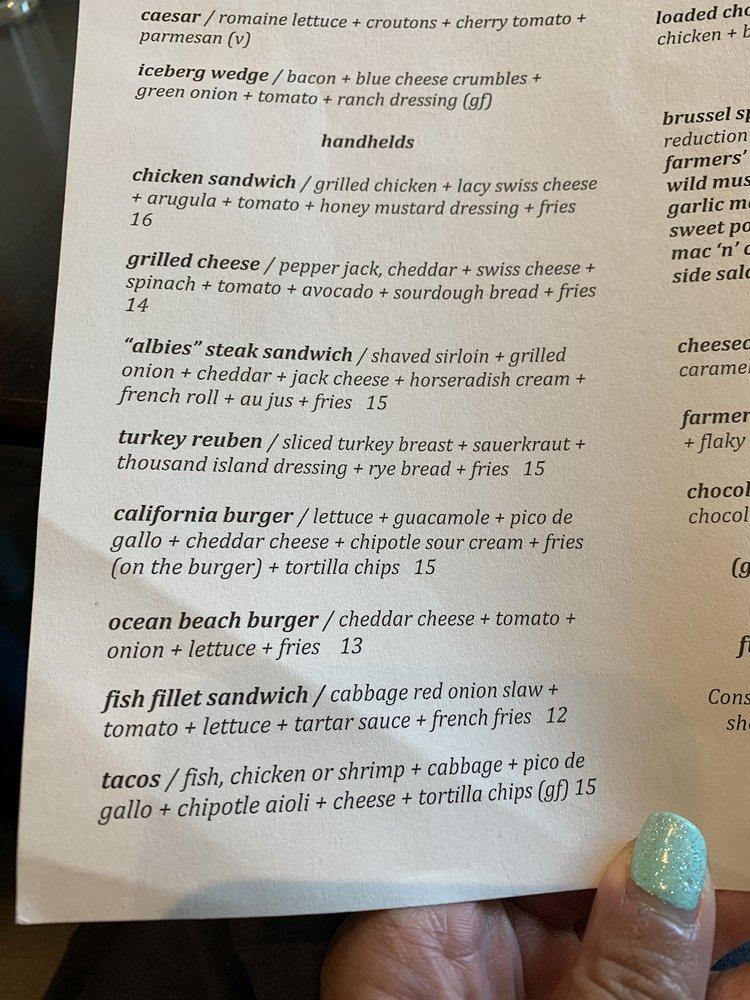 Menu at seaglass restaurant, San Diego