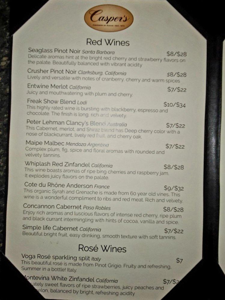 Menu at Casper's Cherokee of Eagan pub & bar, Eagan