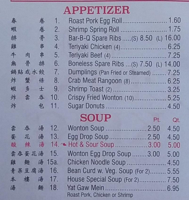 Menu at China King restaurant, Columbus, 618 Harrisburg Pike