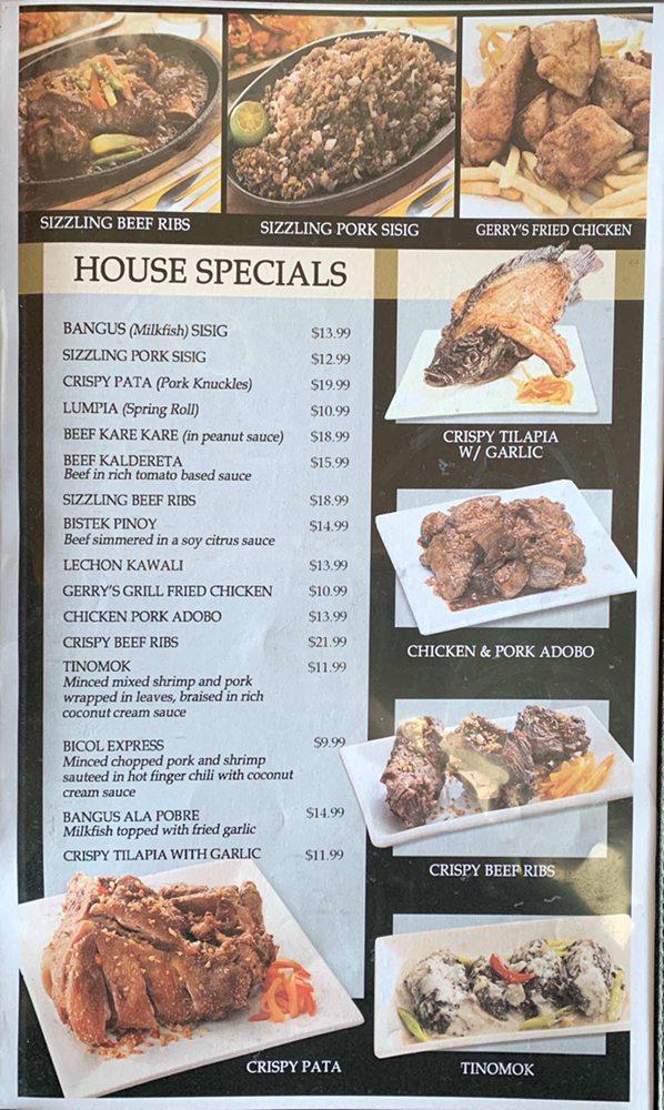 Menu at Gerry's Grill restaurant, Artesia, South St #107