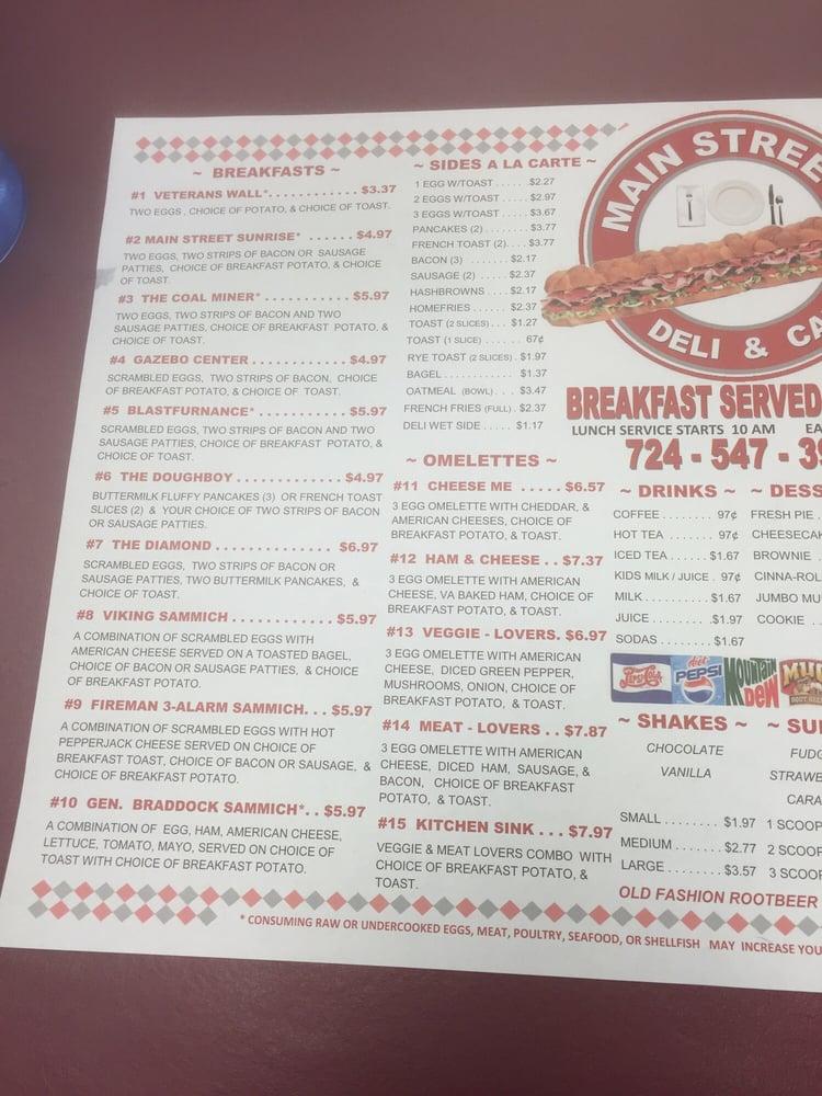 Menu at Main Street Deli & Cafe, Mount Pleasant