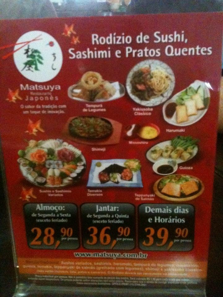 Carta de Matsuya Restaurante Japonês 松屋すし, São Paulo