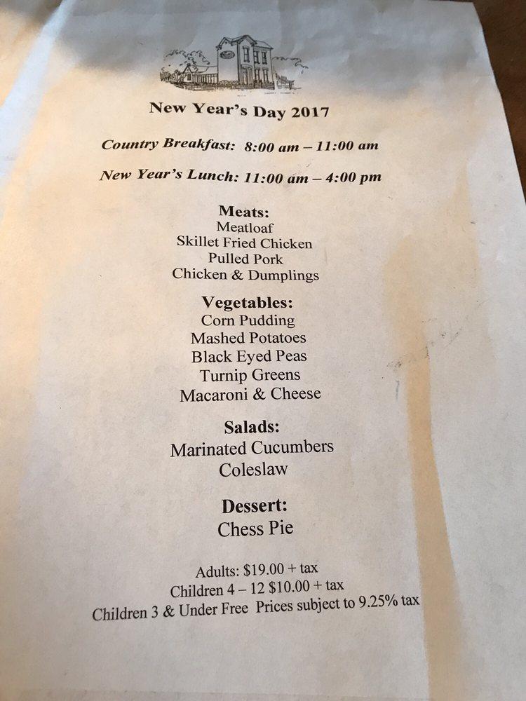 Menu at Monell's At the Manor restaurant, Nashville