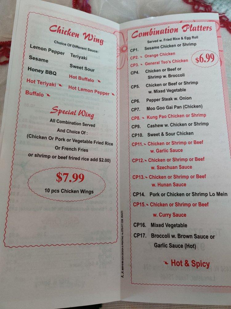 Menu at Win Hing Restaurant, Lancaster