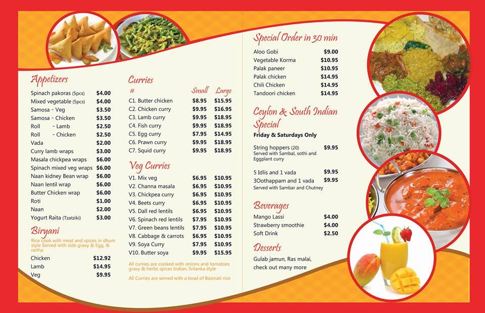 Menu at Trishan Food restaurant, Terrace