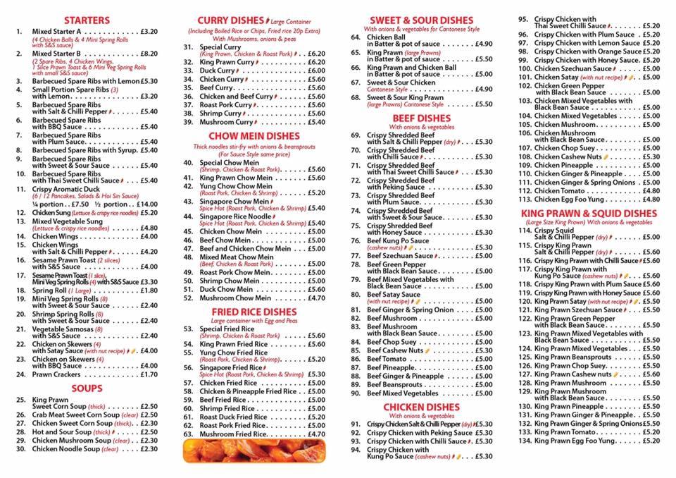 Menu at Boulevard Chinese Take-Away fast food, Solihull