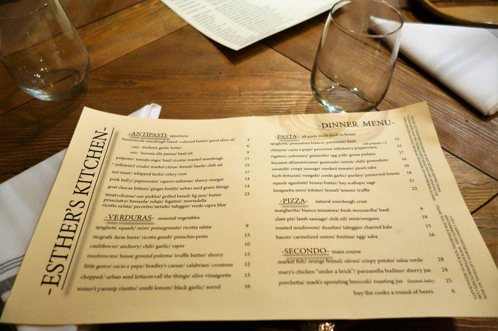 Menu at Esther's Kitchen pub & bar, Las Vegas