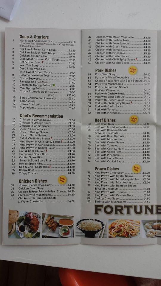 Menu at Fortune House Chinese Takeaway restaurant, Newport, 42 Durham Rd