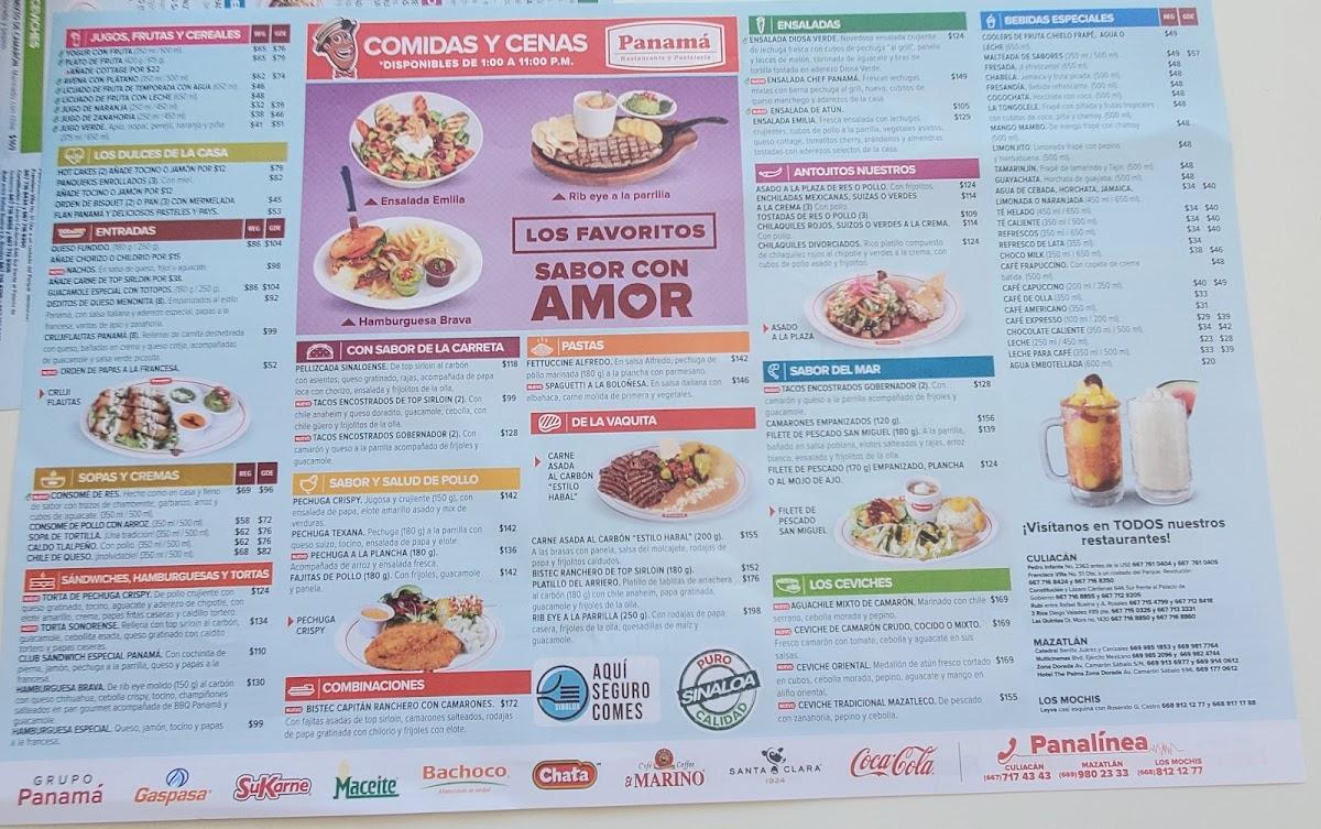 Carta de Panamá Restaurante y Pastelería en The Palms Resort, Mazatlán