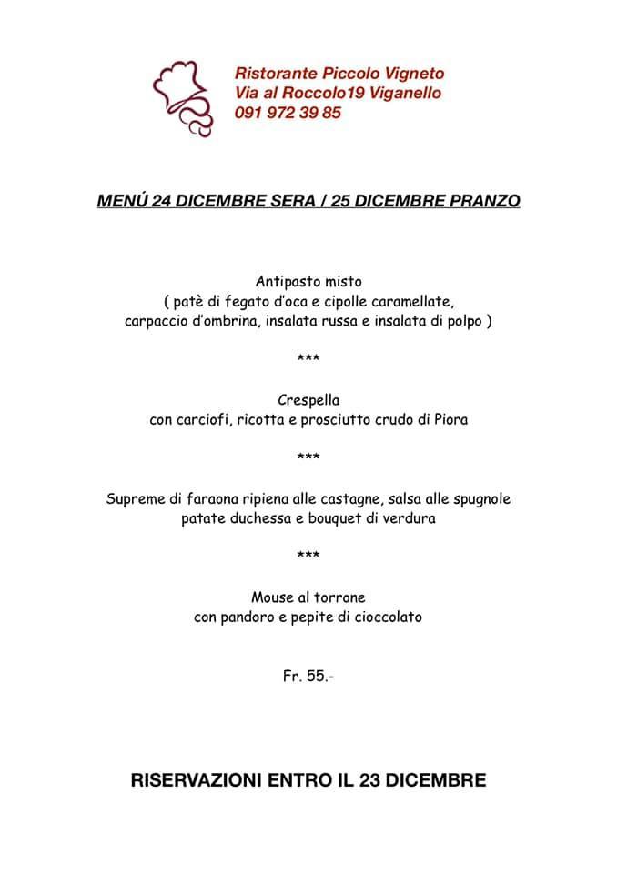 Menu da Ristorante Piccolo Vigneto, Lugano