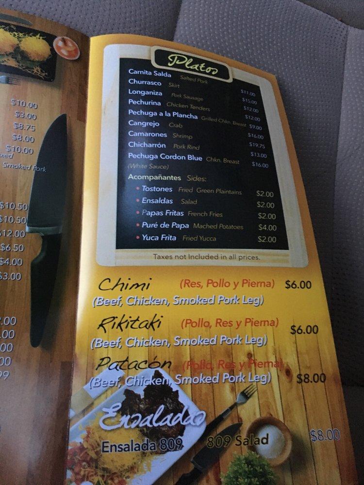Menu at Stop 809 restaurant, New York City, 537 W 207th St