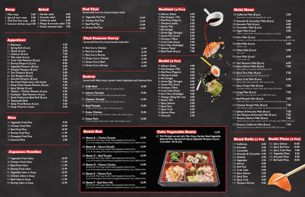 Menu at 99 Sushi & Thai restaurant, Toronto