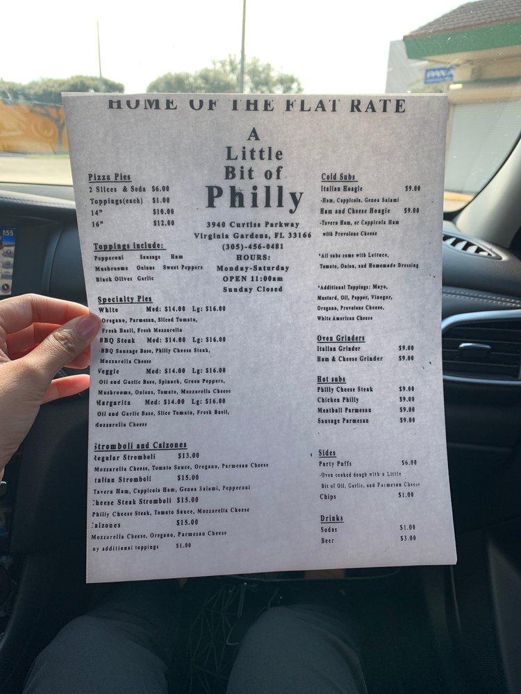 Menu at A Little Bit of Philly pizzeria, Miami Springs