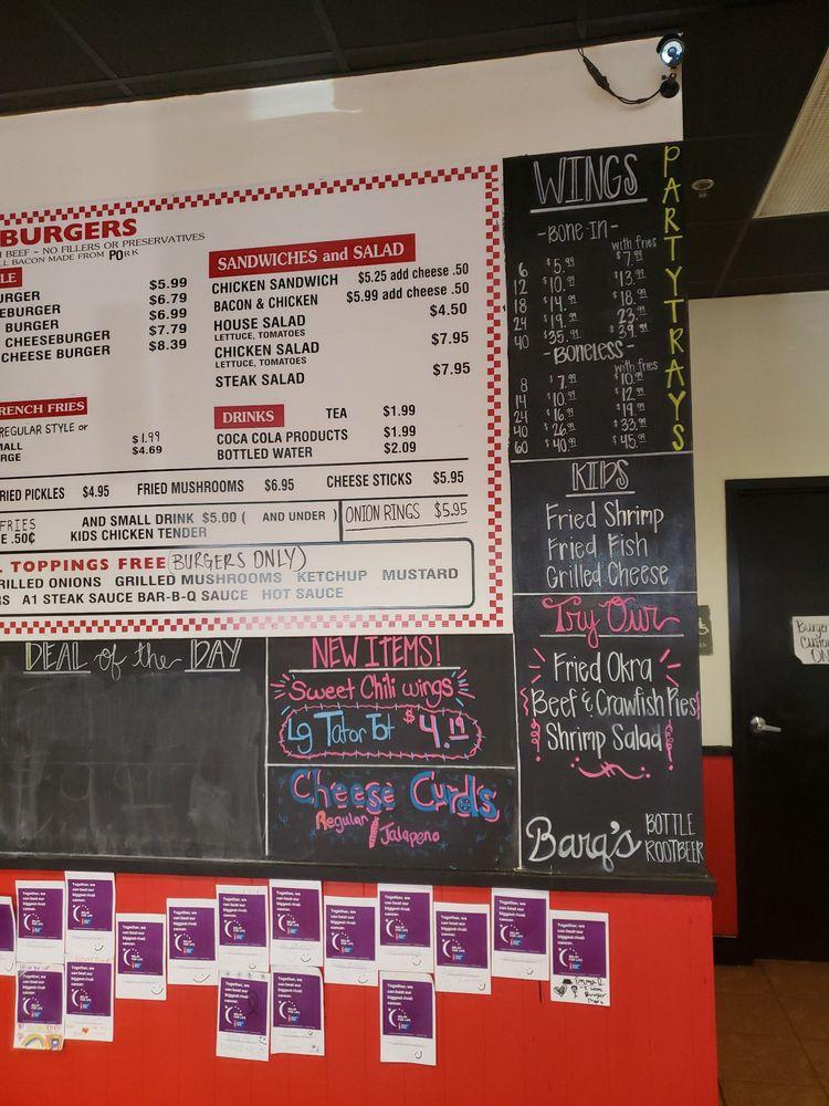 Menu at Burger Me restaurant, Brusly