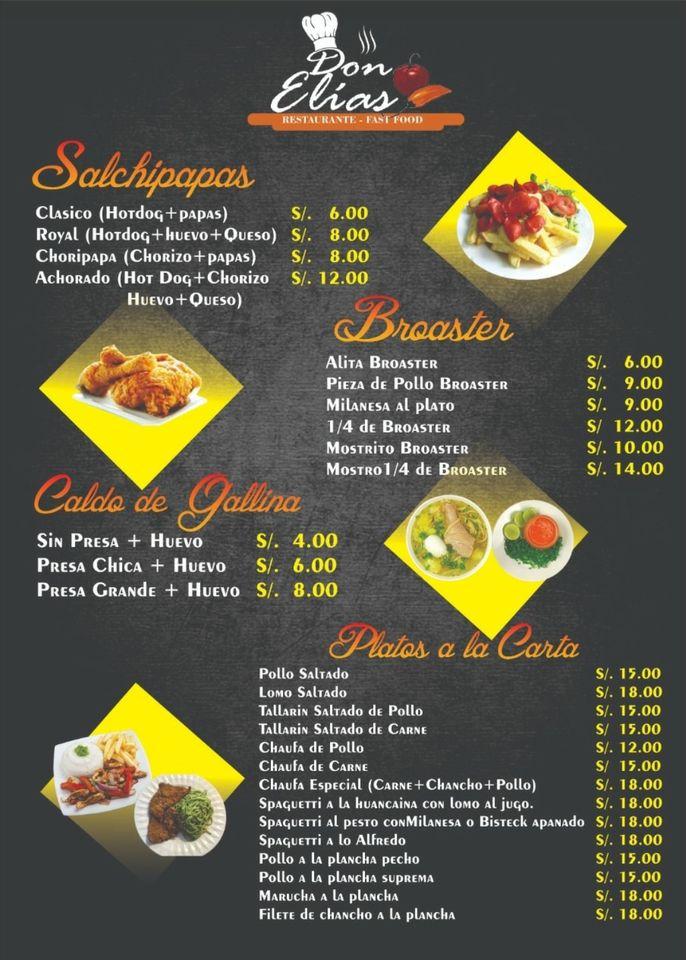 Menu at Don Elias Fast food, Ventanilla