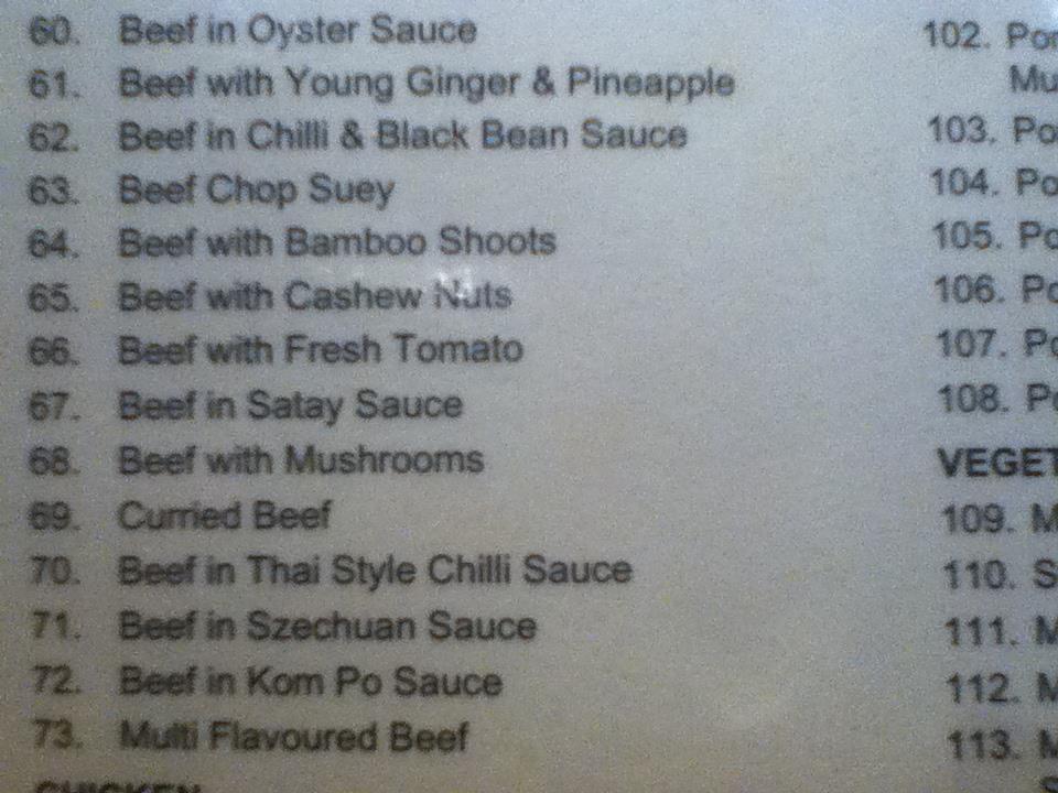 Menu at Fortune Court restaurant, Plymouth