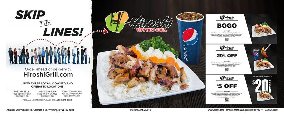 Menu at Hiroshi Teriyaki Grill restaurant, Greeley, W 10th St Suite 103