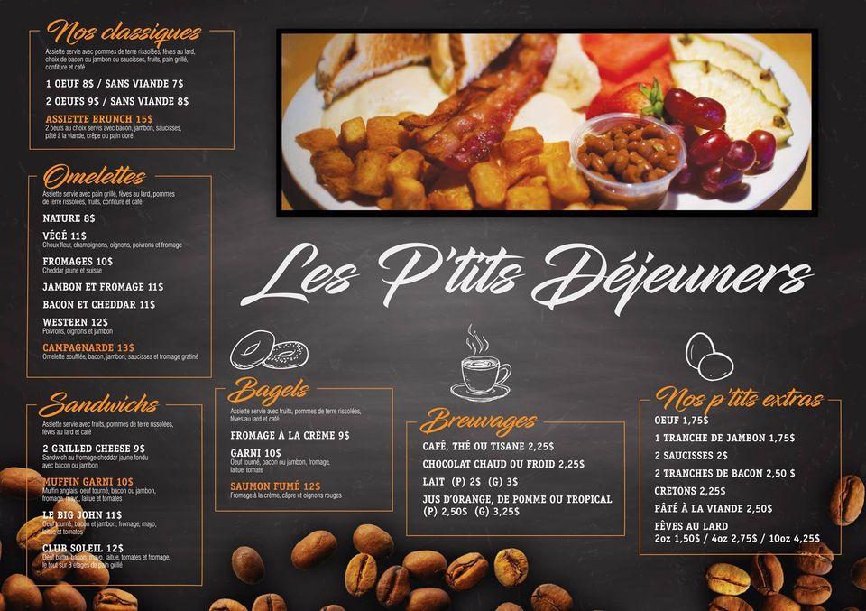 Menu au Le Butin Festif restaurant, Trois-Rivières