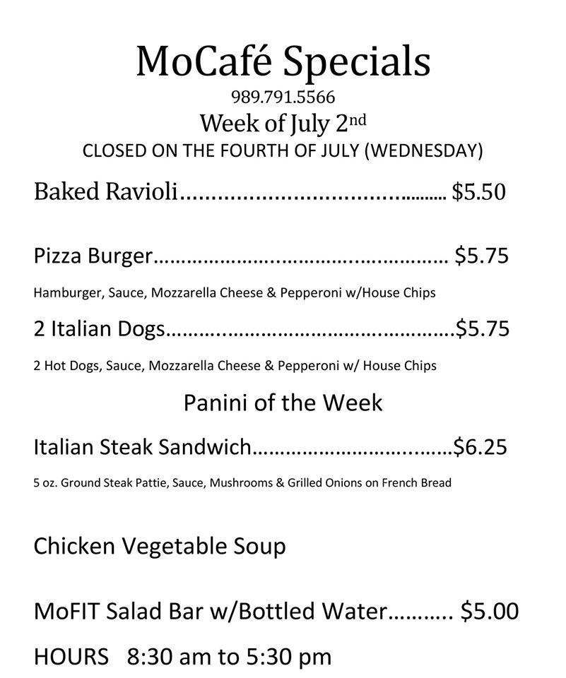 Menu at Mo Cafe, Saginaw