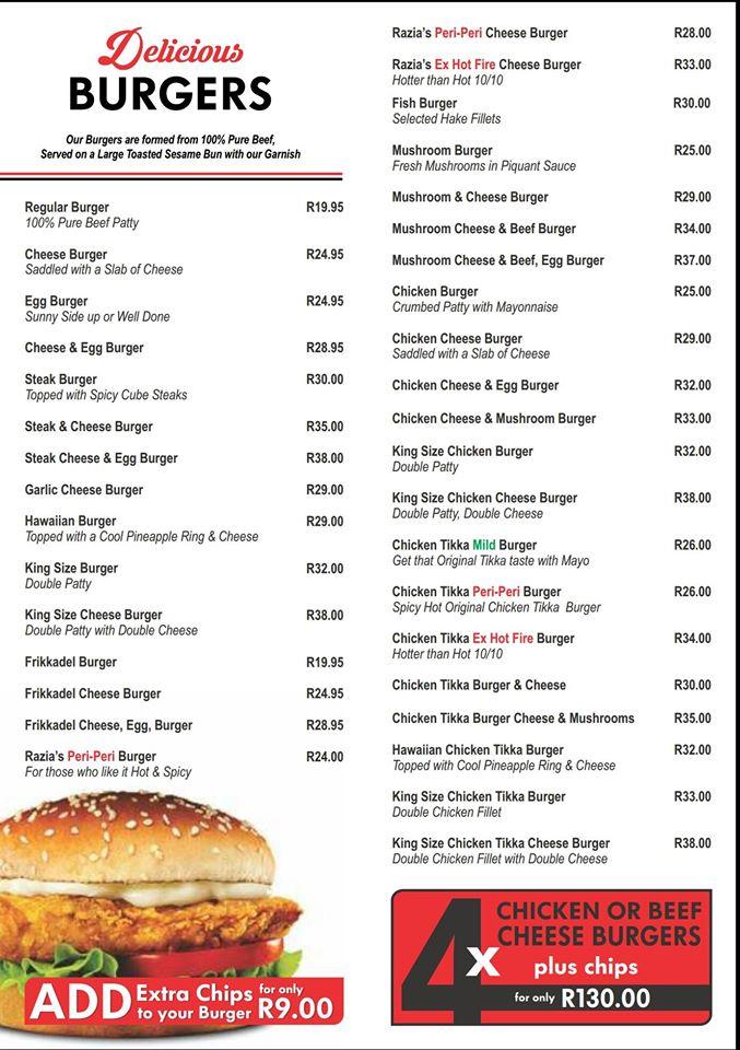 Menu at AKRAM'S Halaal Food's restaurant, Springs