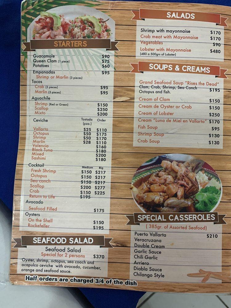 Carta del restaurante Santos Mariscos seafood, Puerto Vallarta