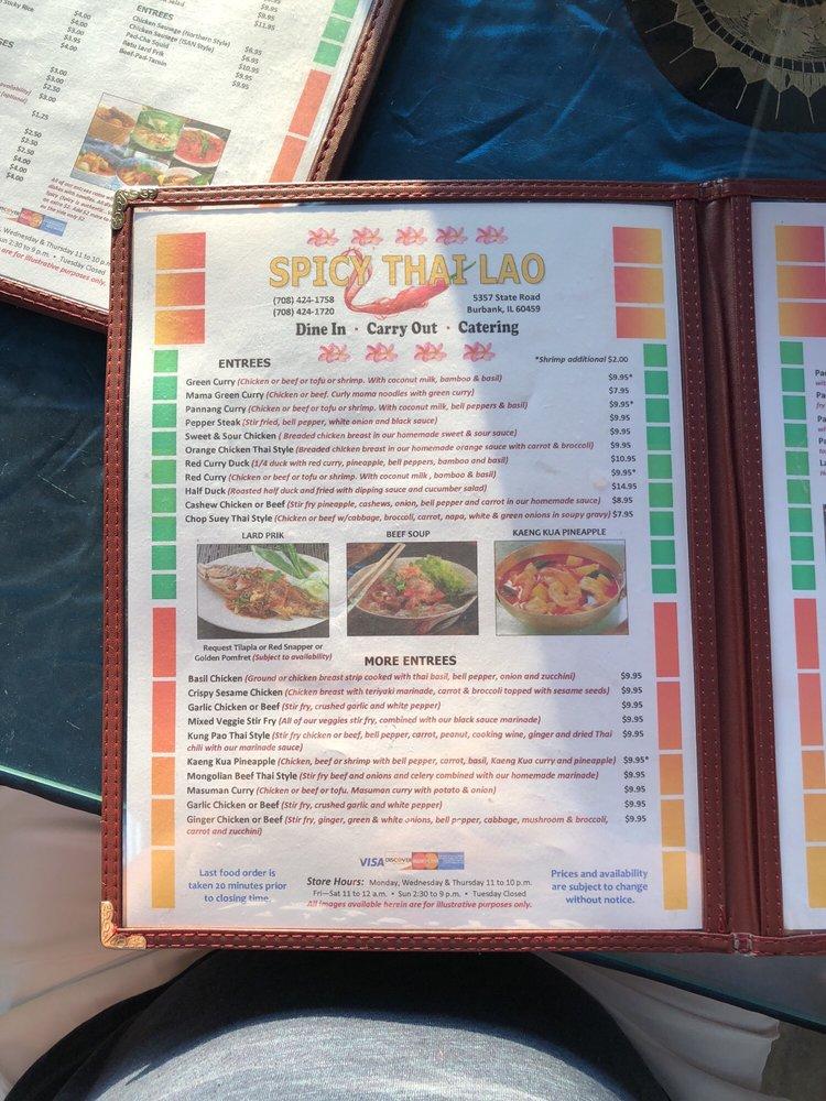 Menu at Spicy Thai Lao Restaurant, Burbank