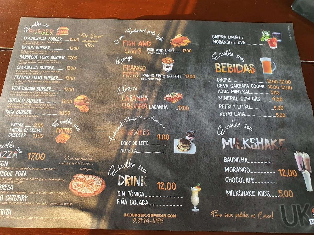 Menu at UK Pizza Burger restaurant, Alegrete, 2194-2314