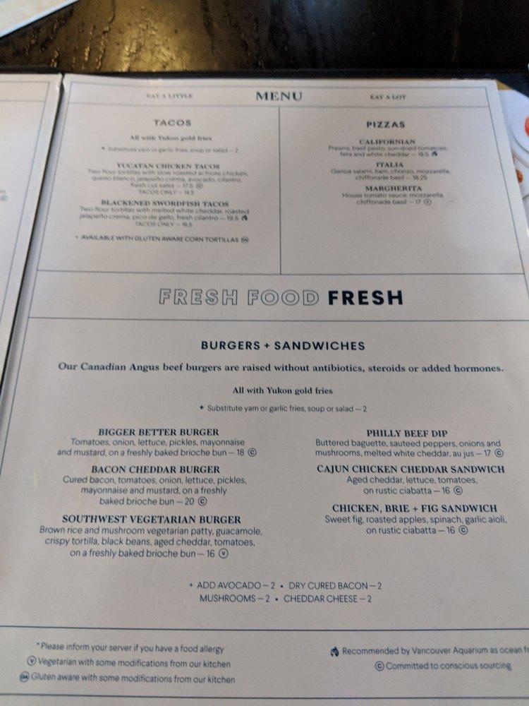 Menu at Earls Kitchen + Bar, Banff