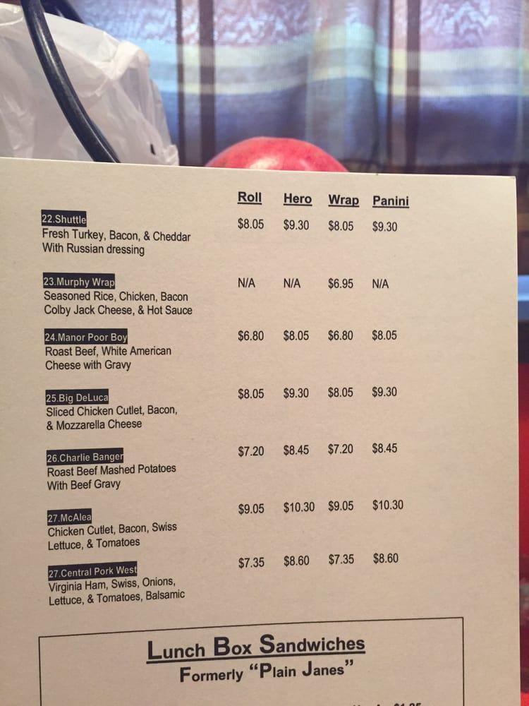Menu at Manor Deli restaurant, Stewart Manor