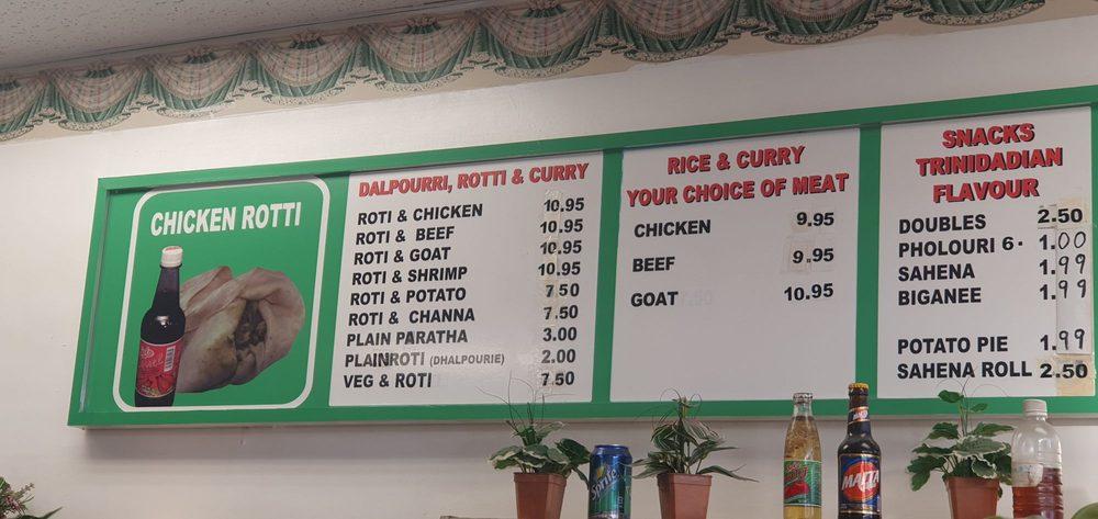 Menu at ACR Hot Roti & Doubles restaurant, Toronto