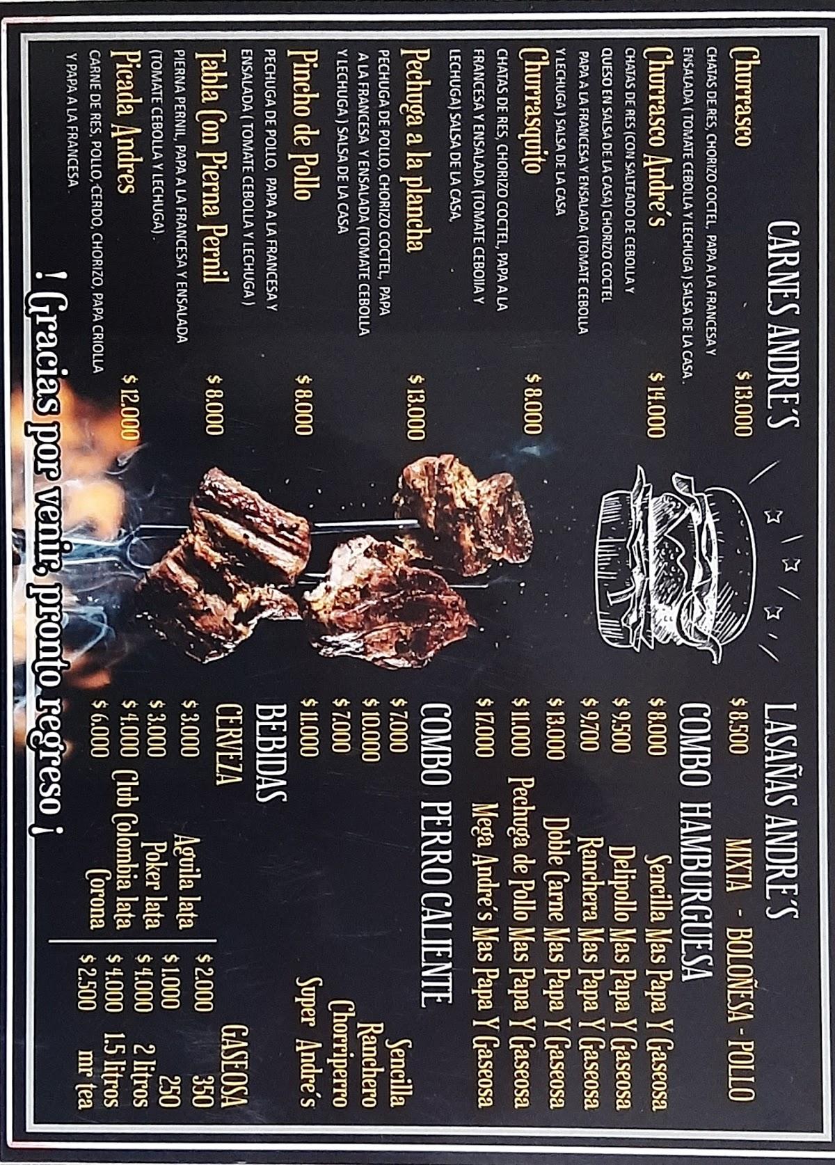 Menu at ANDRES HAMBURGUESA DE RES restaurant, Tunja