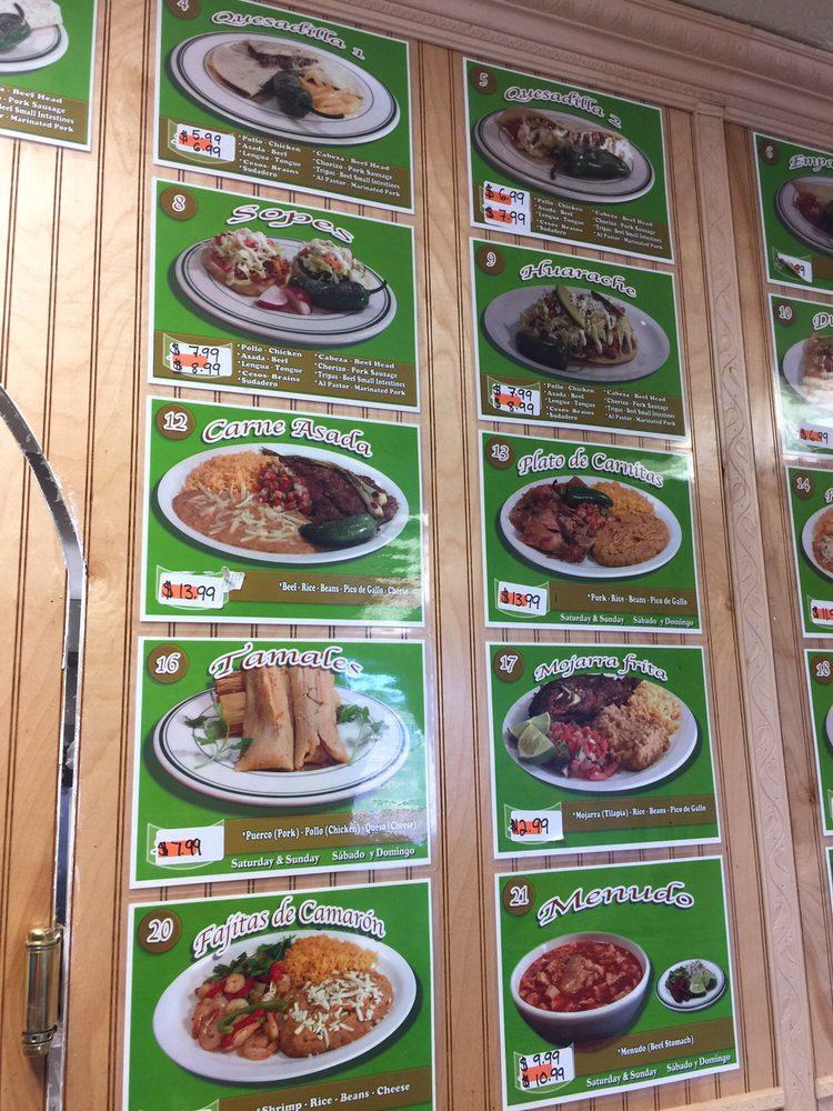Menu at Los Compadres restaurant, Albany