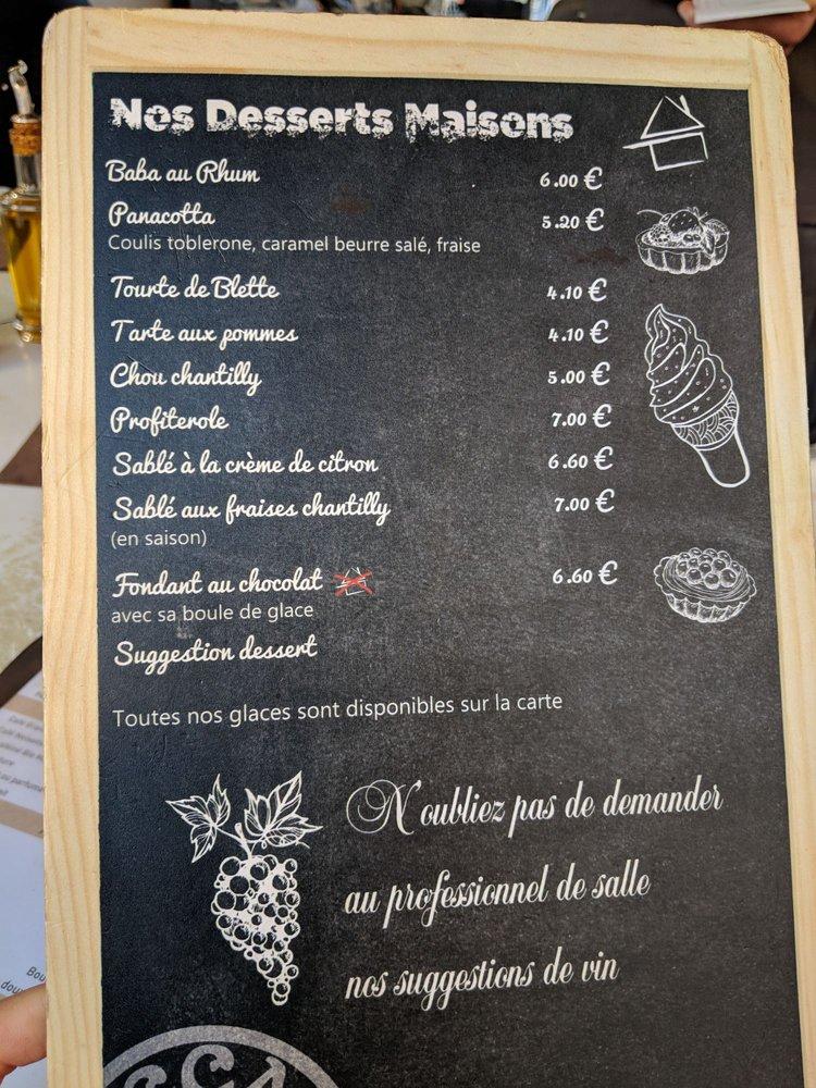 Menu at The Golden Socca restaurant, Nice