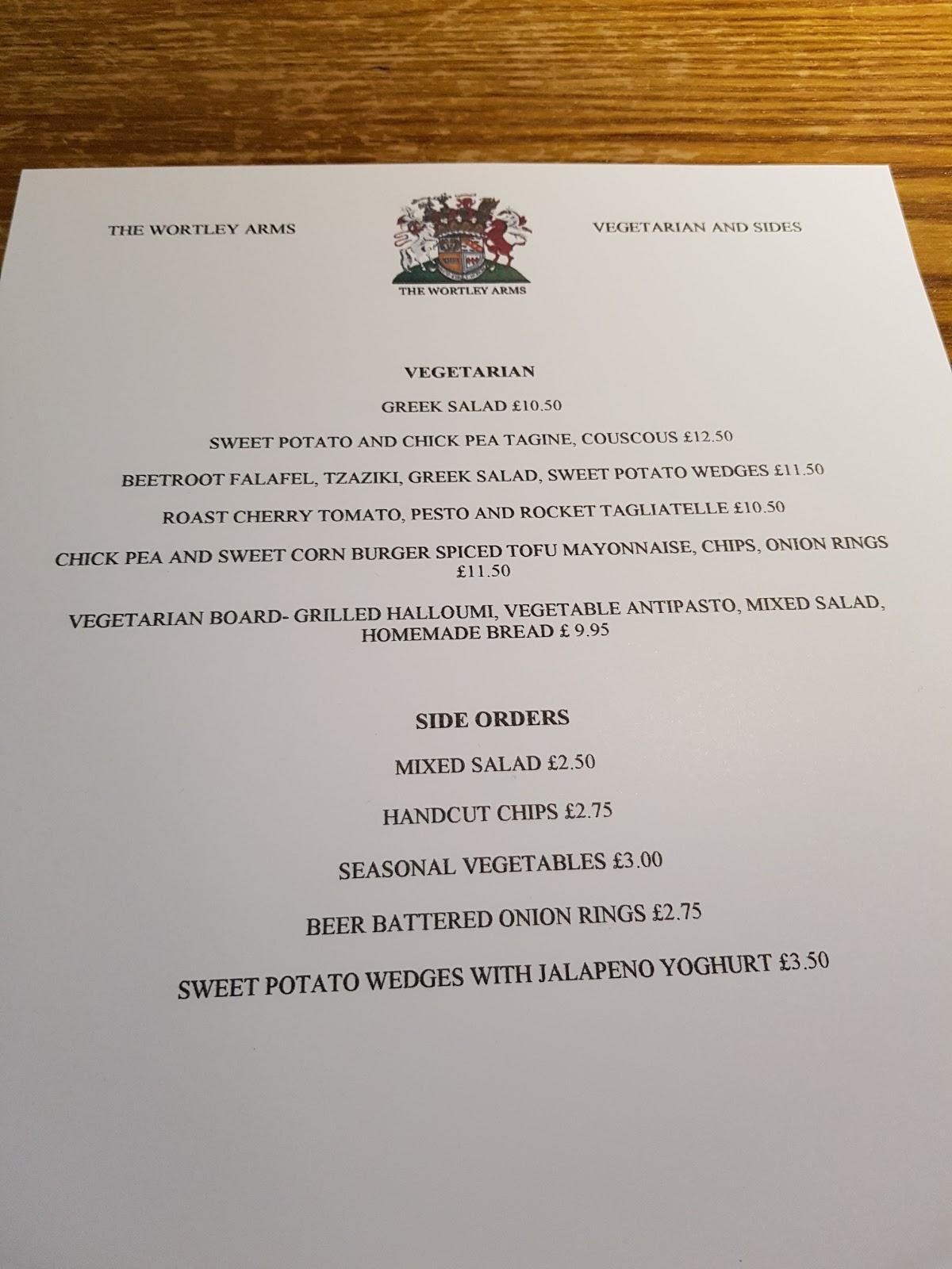 Menu at The Wortley Arms pub & bar, Sheffield