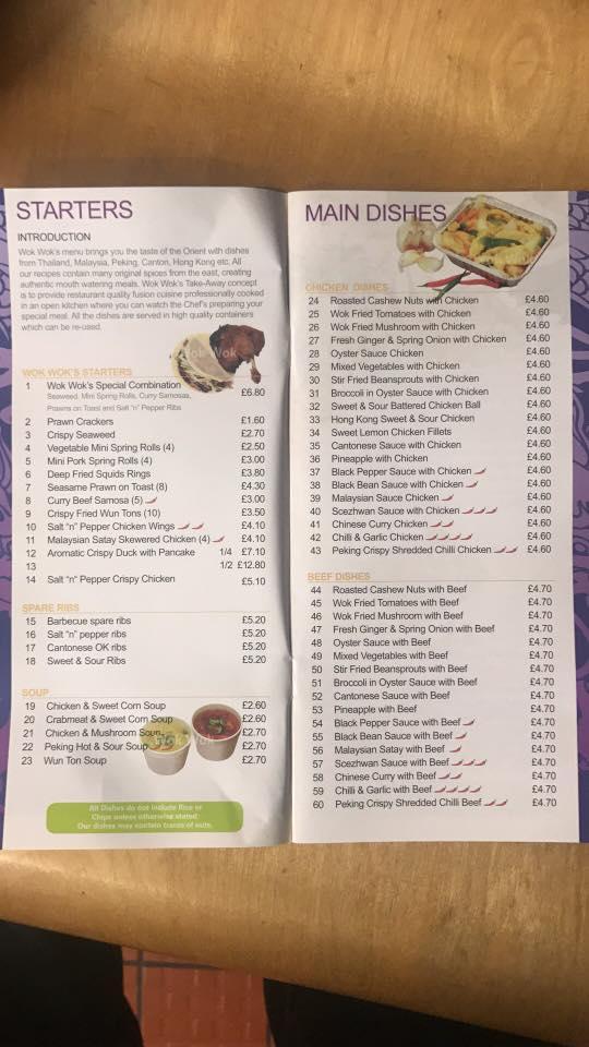 Menu at Wok Wok fast food, Newton-le-Willows