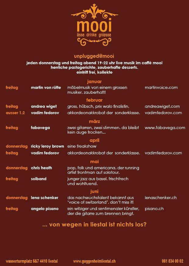 Menu at restaurant mooi, Liestal