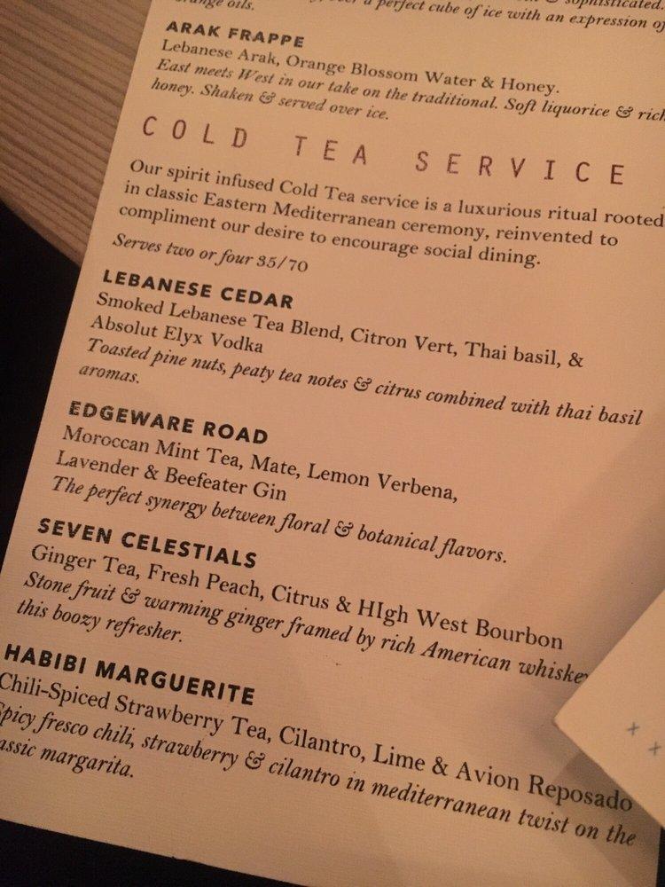 Menu at Byblos Miami restaurant, Miami Beach