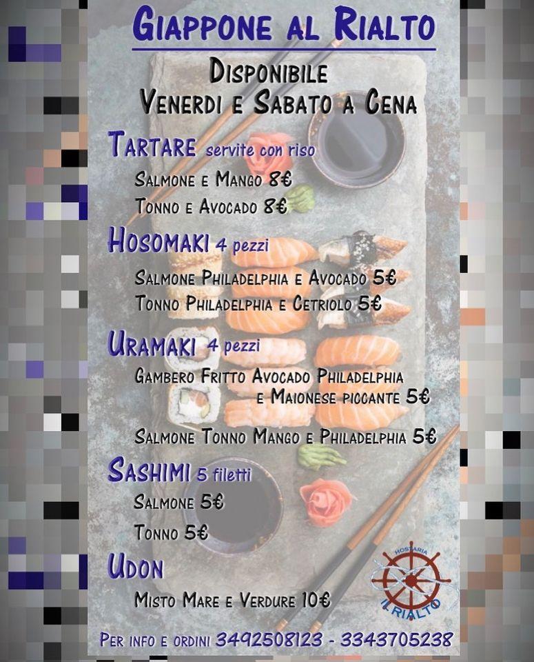 Carta del restaurante Hostaria Il Rialto, Siena