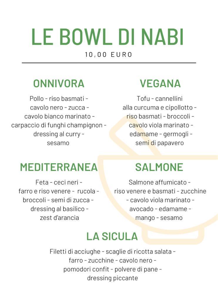 Menu da NaBi ristorante, Milano, Via Cadore
