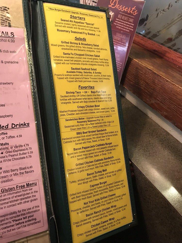 Menu at Palace Cafe, Ellensburg