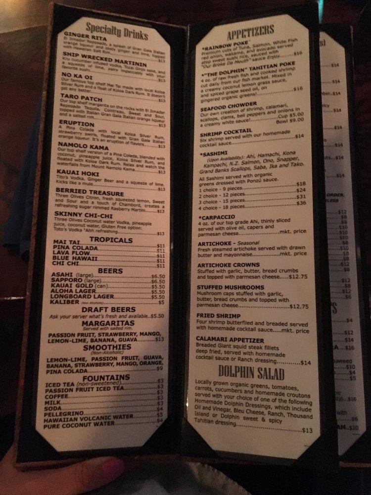 Menu at The Hanalei Dolphin Restaurant, Hanalei