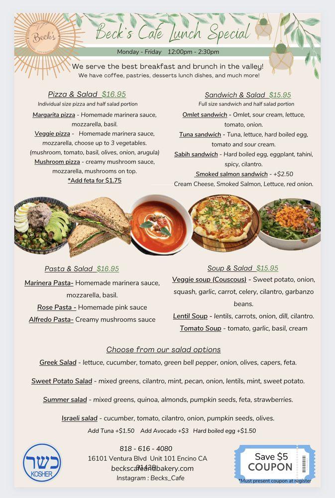Carta de Beck’s Cafe and bakery, Los Angeles