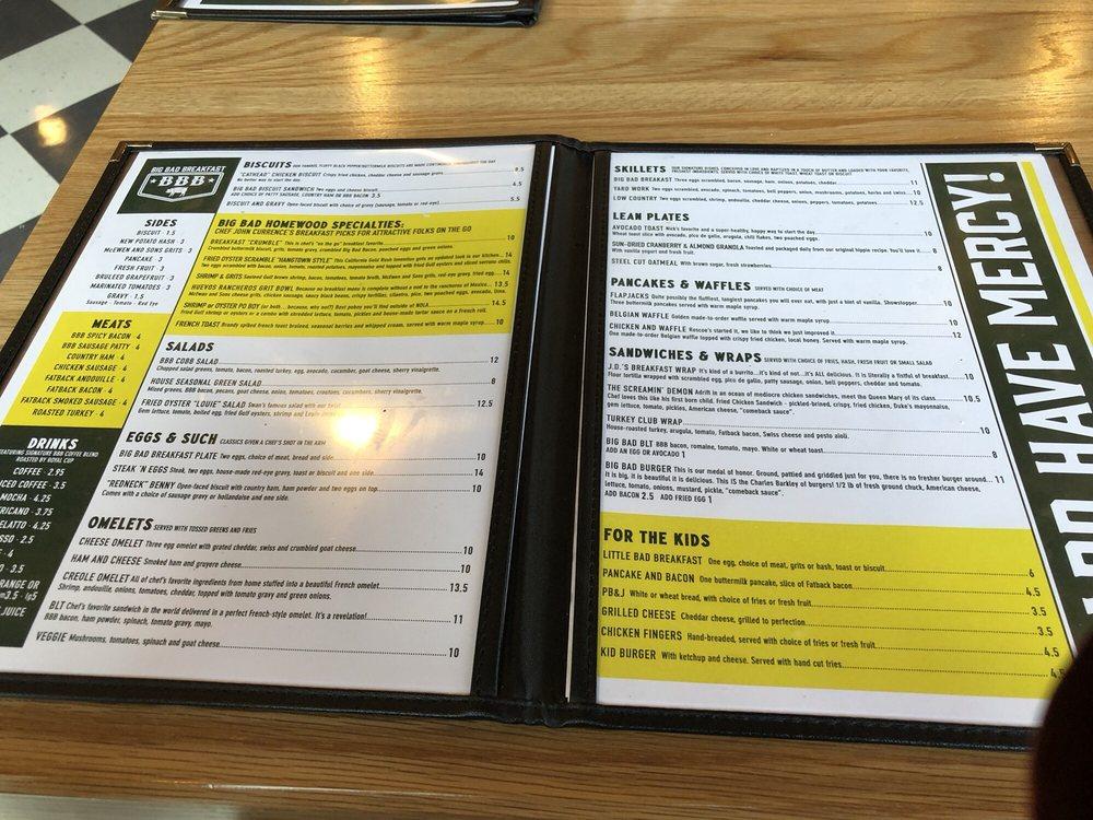 Menu at Big Bad Breakfast restaurant, Homewood