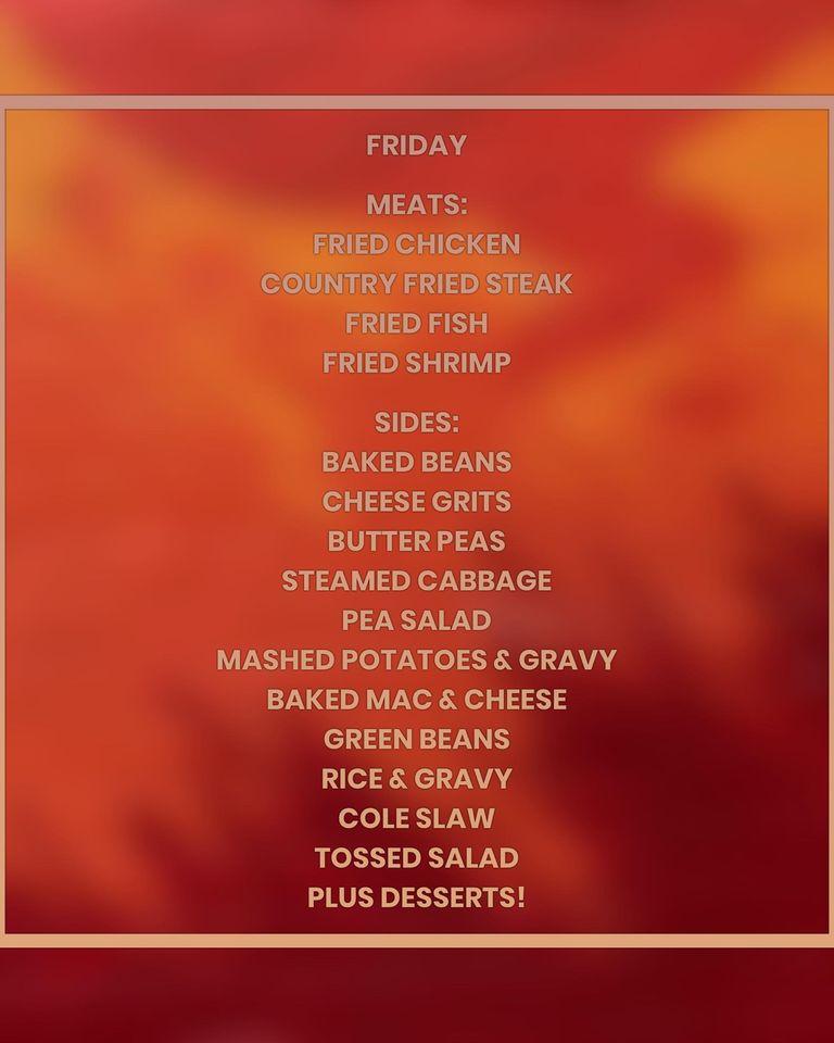 Menu at Big Mama's Country Cooking restaurant, Panama City, 620 W Beach Dr